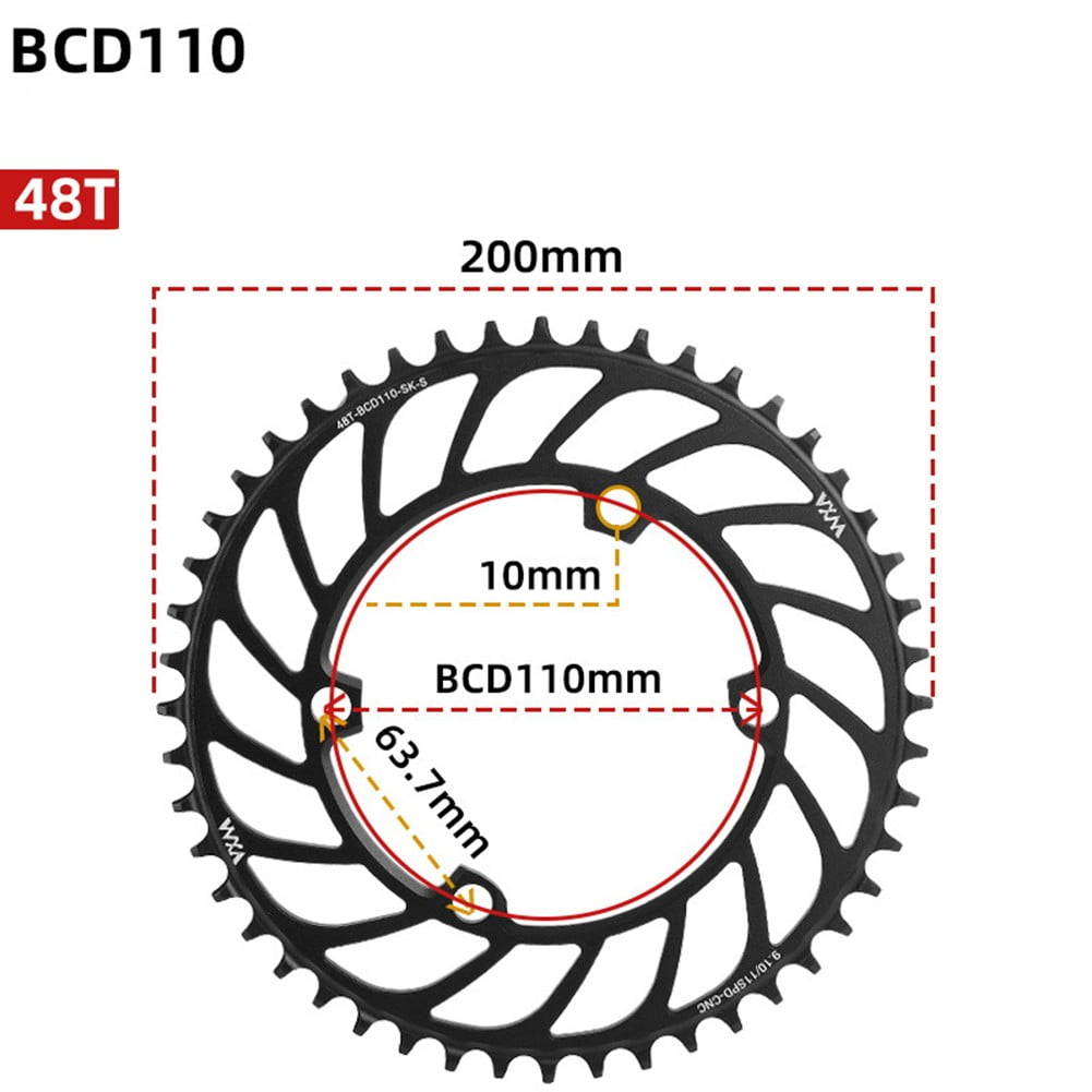 Road Bike Single Chainwheel 110Bcd 4 Bolts 48T-56T Narrow Wide Tooth ...