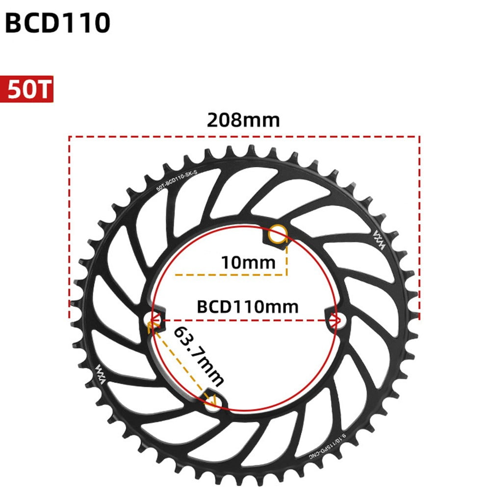 Road Bike Single Chainwheel 110Bcd 4 Bolts 48T-56T Narrow Wide Tooth ...