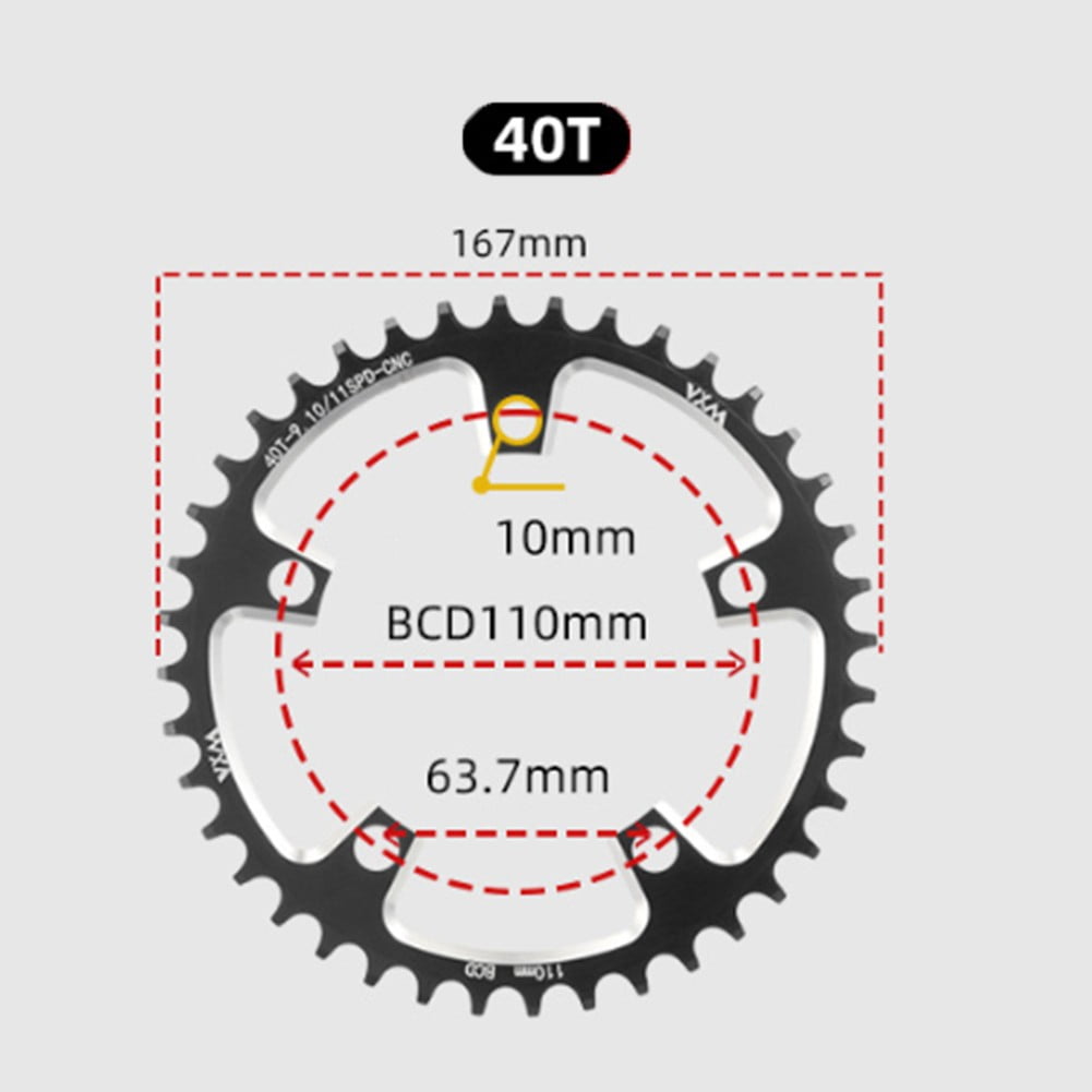 Road Bike Single Chainwheel 110Bcd 5 Bolts 36T 38T 40T Narrow Wide ...