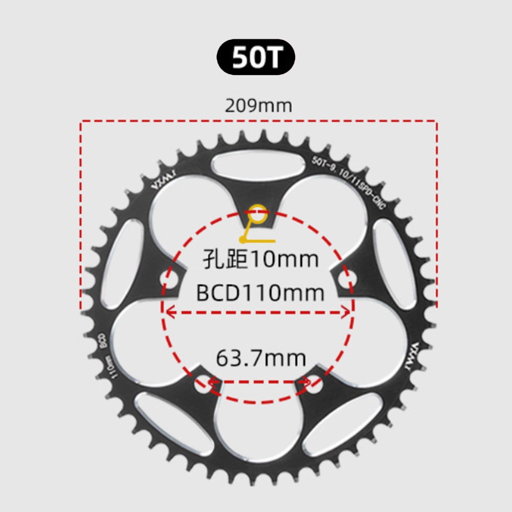 Road Bike Single Chainwheel 110Bcd 5 Bolts 50T-58T Narrow Wide Tooth ...
