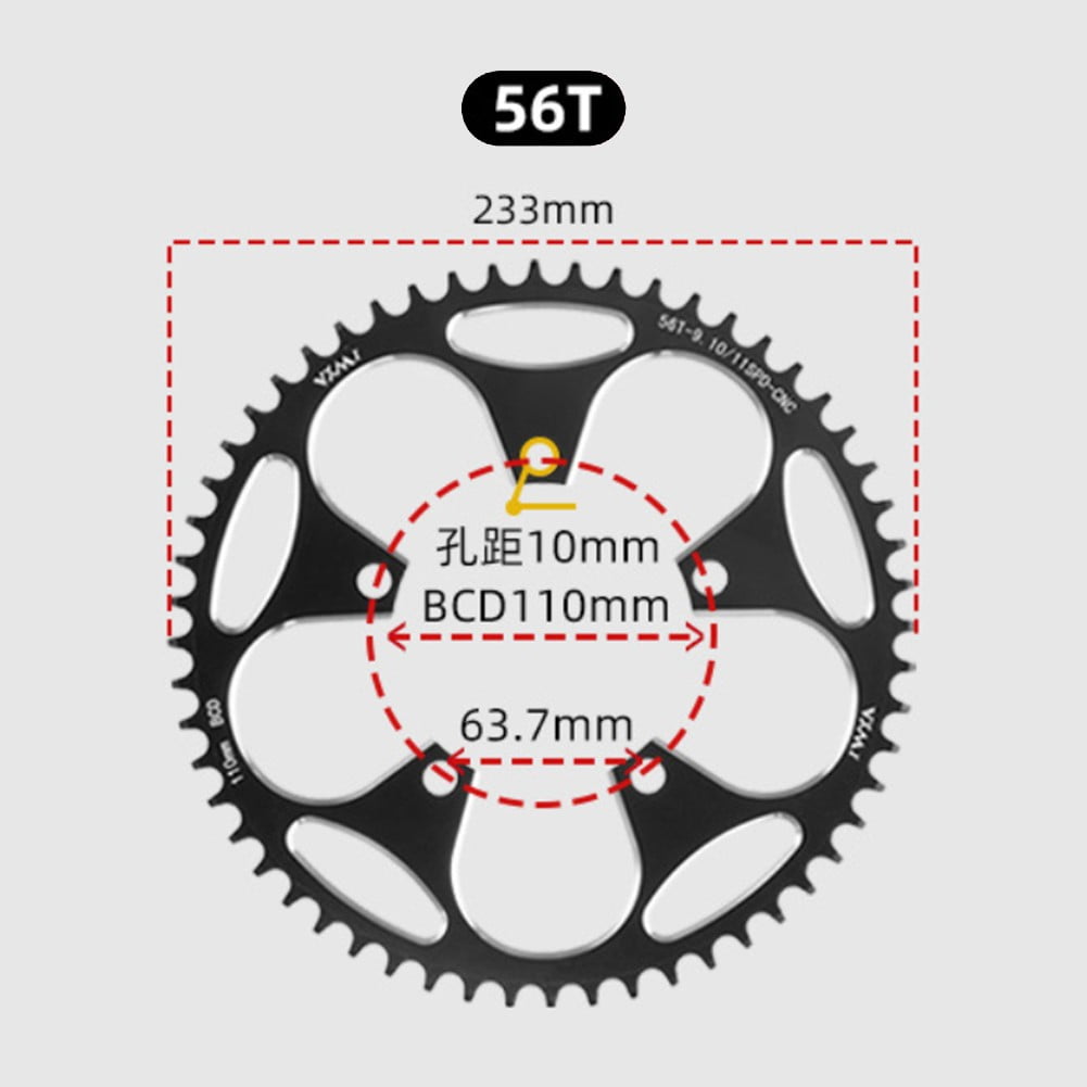 Road Bike Single Chainwheel 110Bcd 5 Bolts 50T-58T Narrow Wide Tooth ...