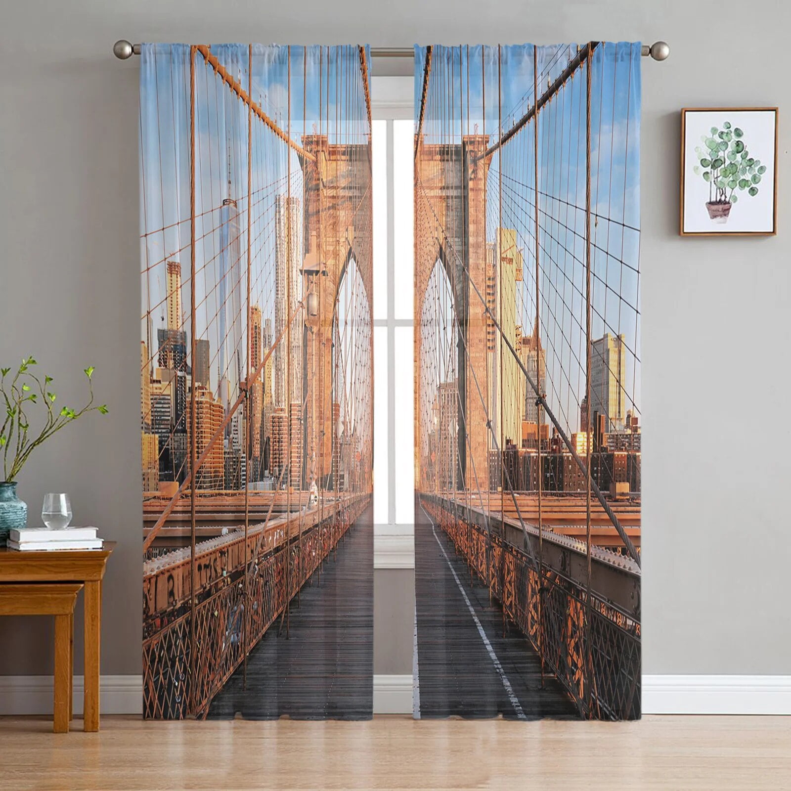 Road Bridge Deck Sts Modern Printed Tulle Curtains for Bedroom Balcony ...