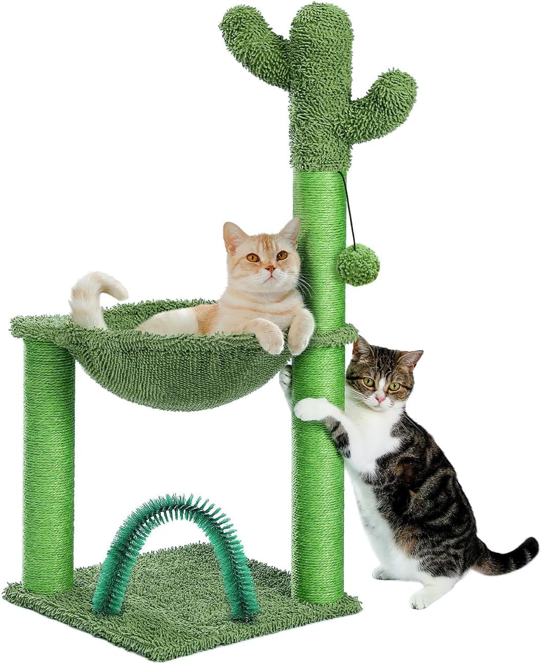 Road Cactus Cat Tree, 33 Inchs Cat Tower with Cat Self Groomer, Soft ...