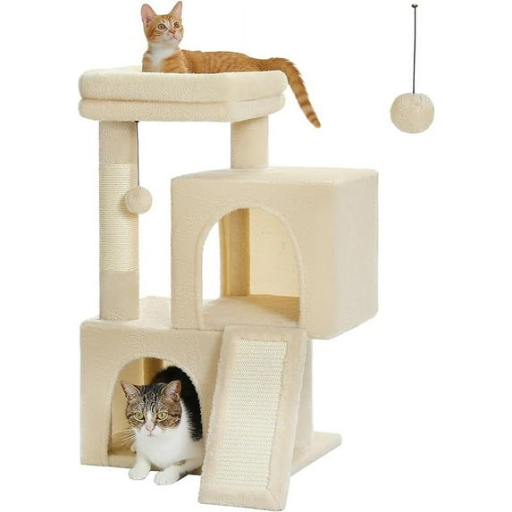 MY Road Cat Tree, 30 Inches Cat Tower with Dual Condos for Indoor Cats ...