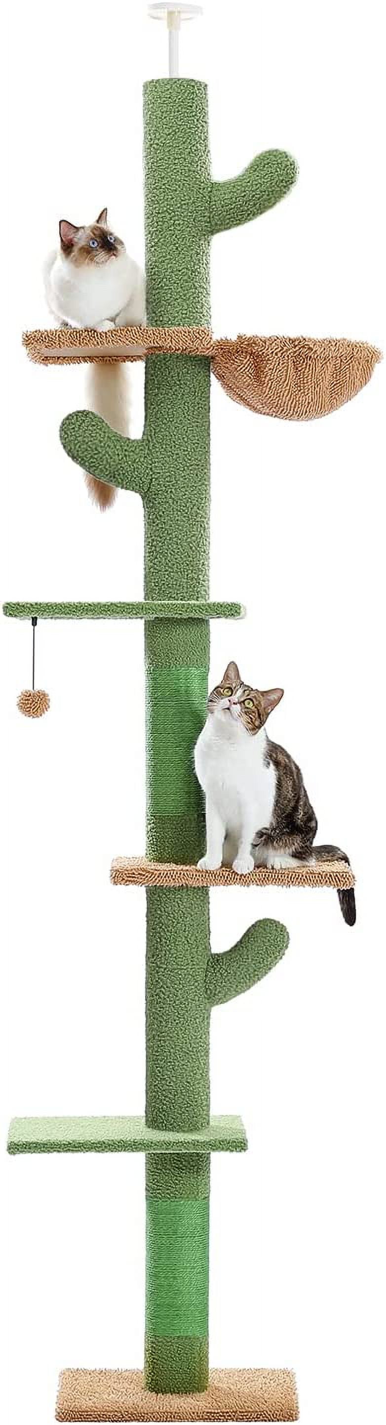 Road Cat Tree, Cactus Floor to Ceiling Cat Tower with Adjustable Height ...