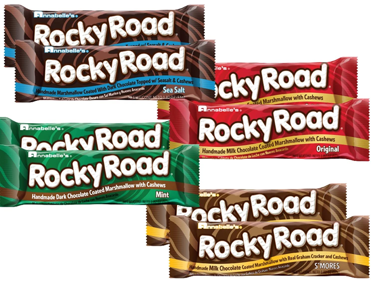 Road Chocolate Candy Bar Variety EIGHT Pack - Original, Smores, Mint ...