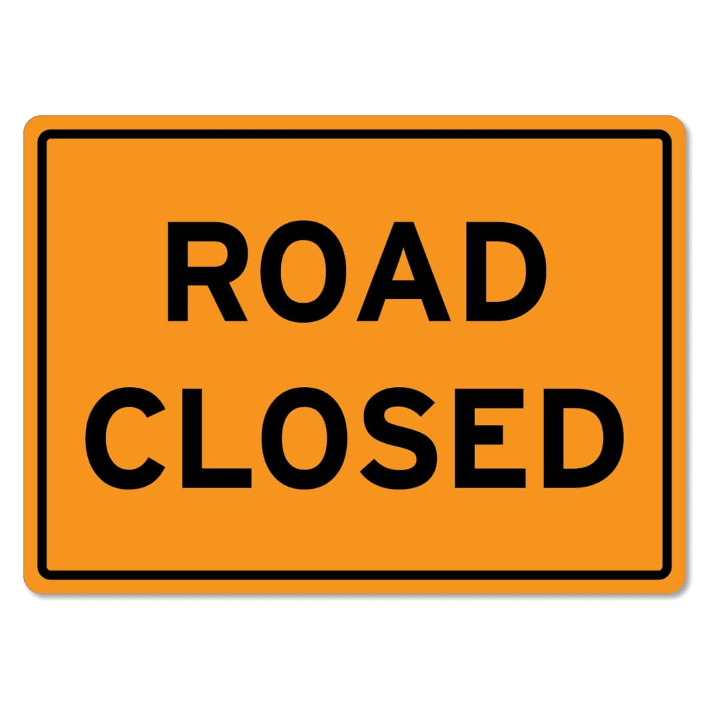 Road Closed Sign Traffic and Parking Trucking Metal Tin Sign Caution ...