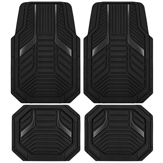 Road Comforts Heavy Duty Rubber Floor Mats Black Aluminum Film Car Mats ...