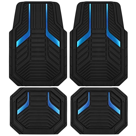 Road Comforts Heavy Duty Rubber Floor Mats Blue Aluminum Film Car Mats ...