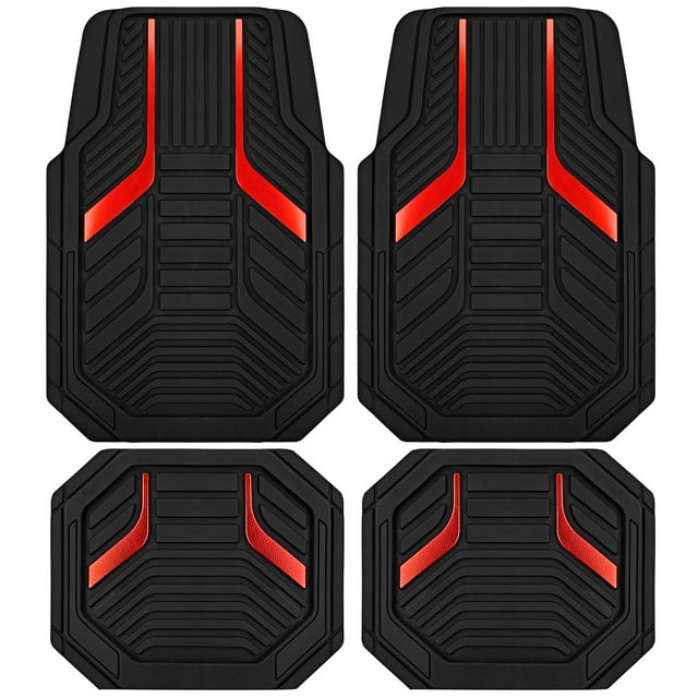 Road Comforts Heavy Duty Rubber Floor Mats Red Aluminum Film Car Mats ...