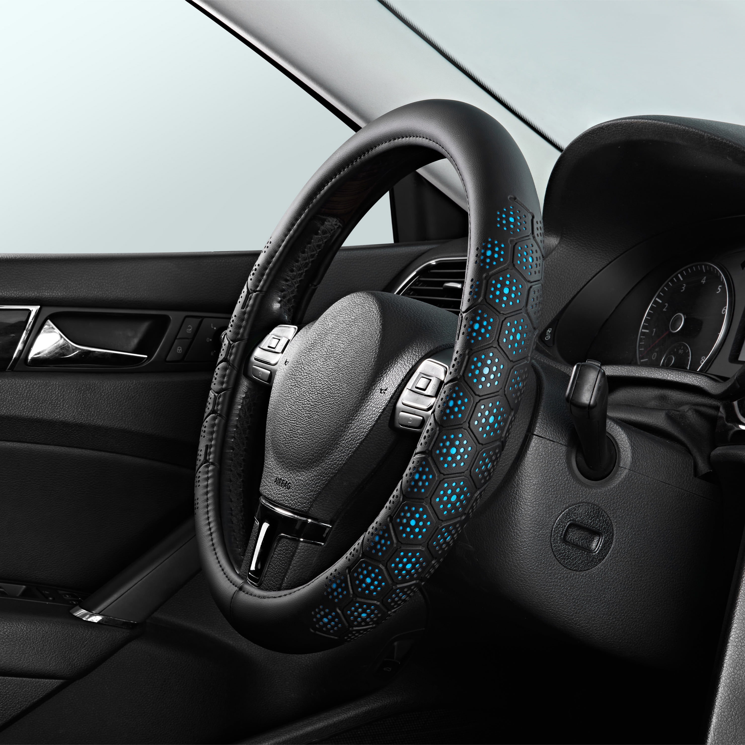 Road Comforts Two Tone Hex Sports Steering Wheel Cover Blue-Universal ...