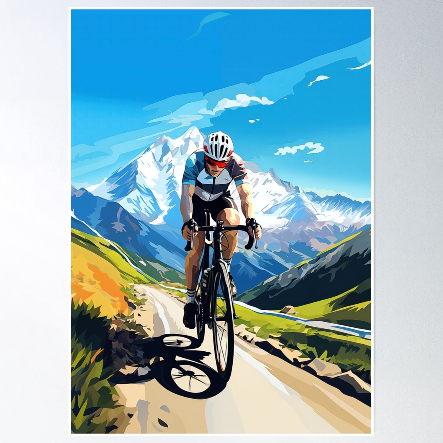 Road Cyclist Mountain View Poster Wall Art, Modern Wall Decor, 12x18 ...
