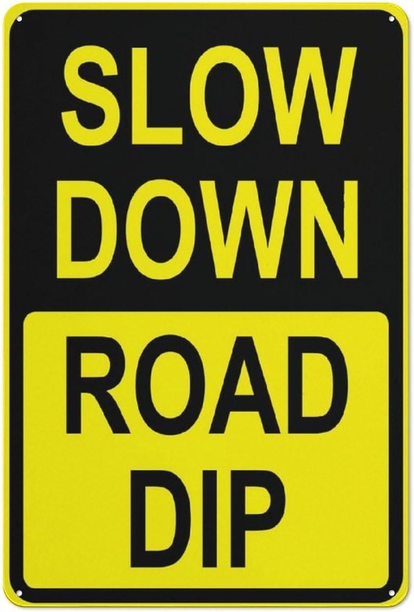 Road Dip Warning Sign Reflective Aluminum Metal 12" x 8" Indoor Outdoor ...