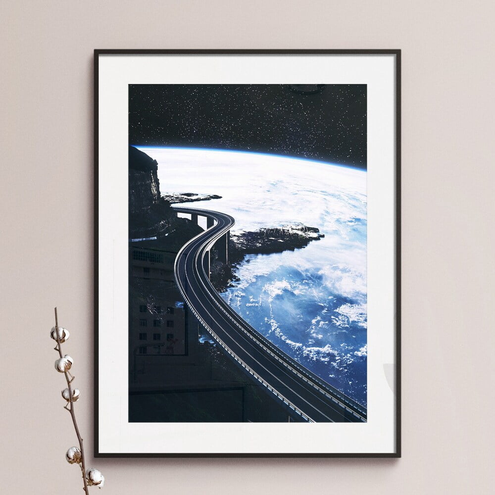 Road Above Earth, Retro-Futurism, Space Art, Vintage Collage Art, Sci ...