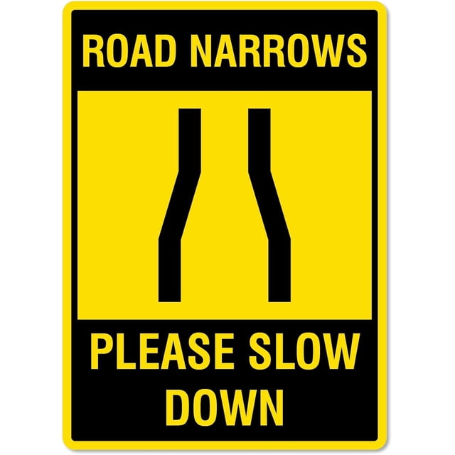 Road Narrows Please Slow Down Sign Traffic and Parking Metal Tin Sign ...