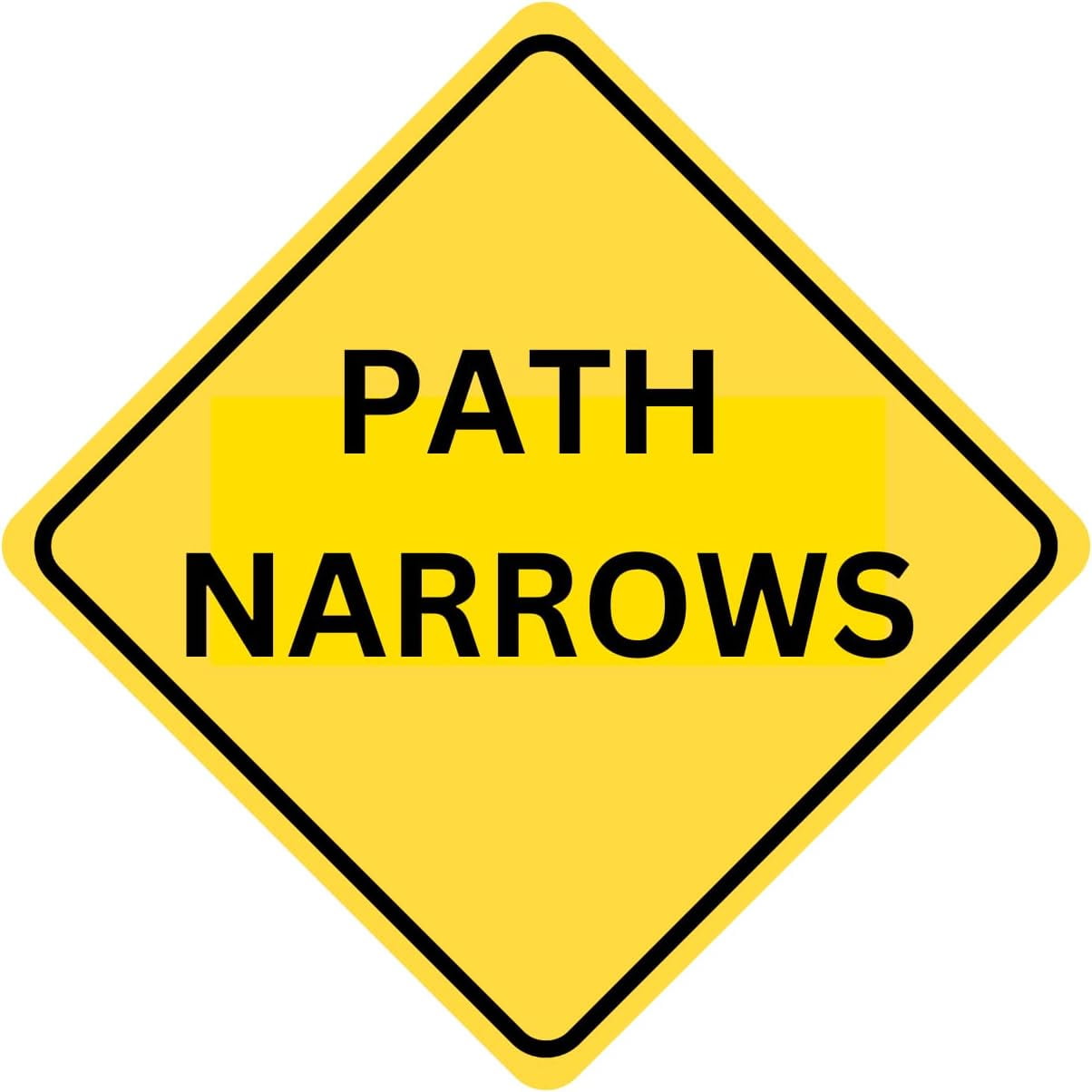 Road Narrows Sign - Large 24 x 24 Warning Sign with Highly Visible ...