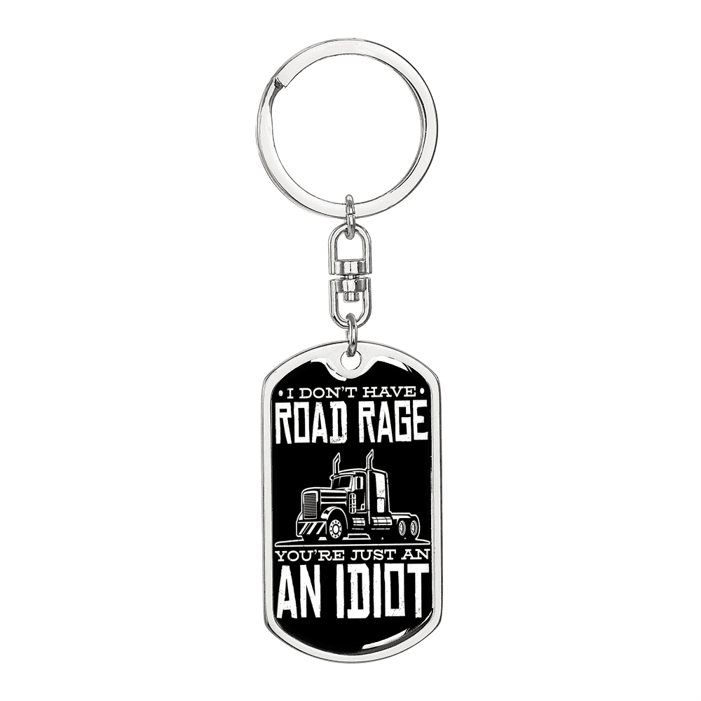 Road Rage Trucker Swivel Keychain Dog Tag Stainless Steel or 18k Gold ...