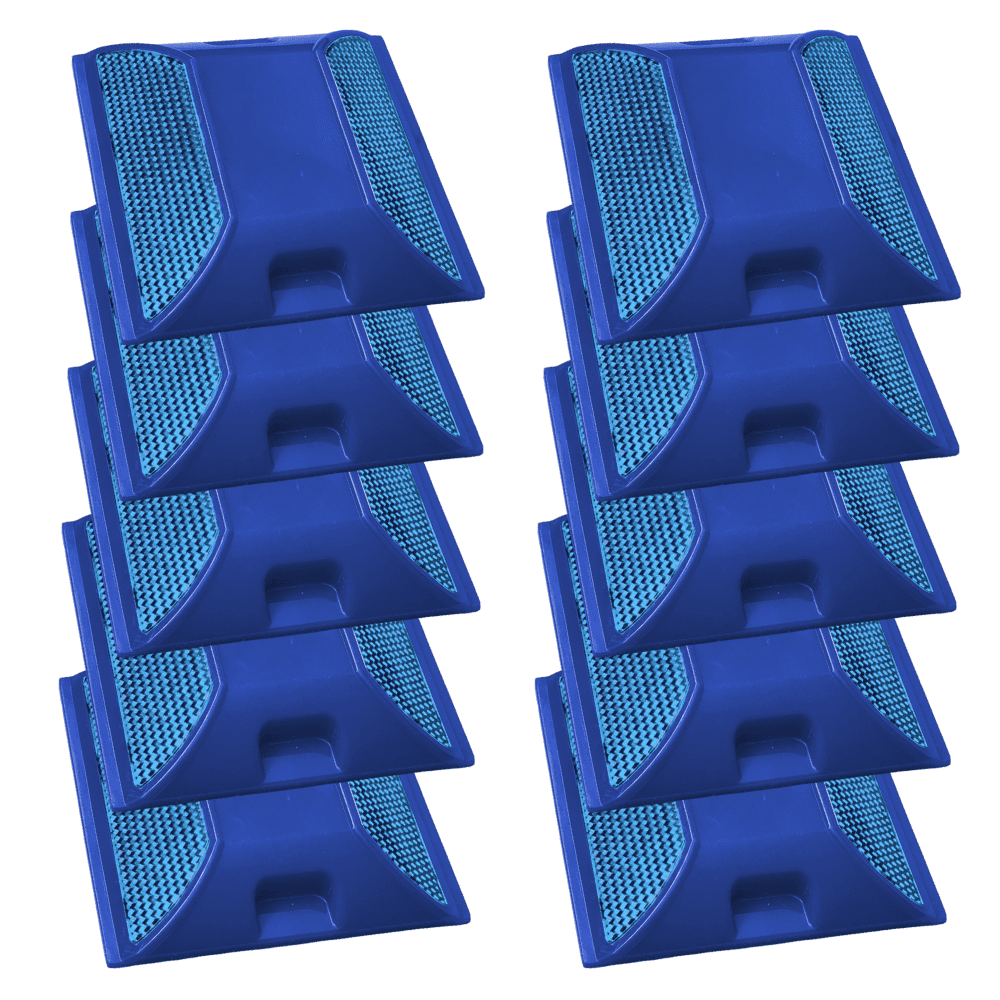 Road Reflectors Pack of 10 | 4 by 4 inch Blue Street Pavement & Asphalt ...