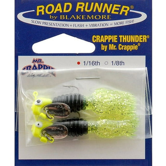 Road Runner 1/16" Crappie Tamer, Chartreuse/Black/Chartreuse,Underspin ...