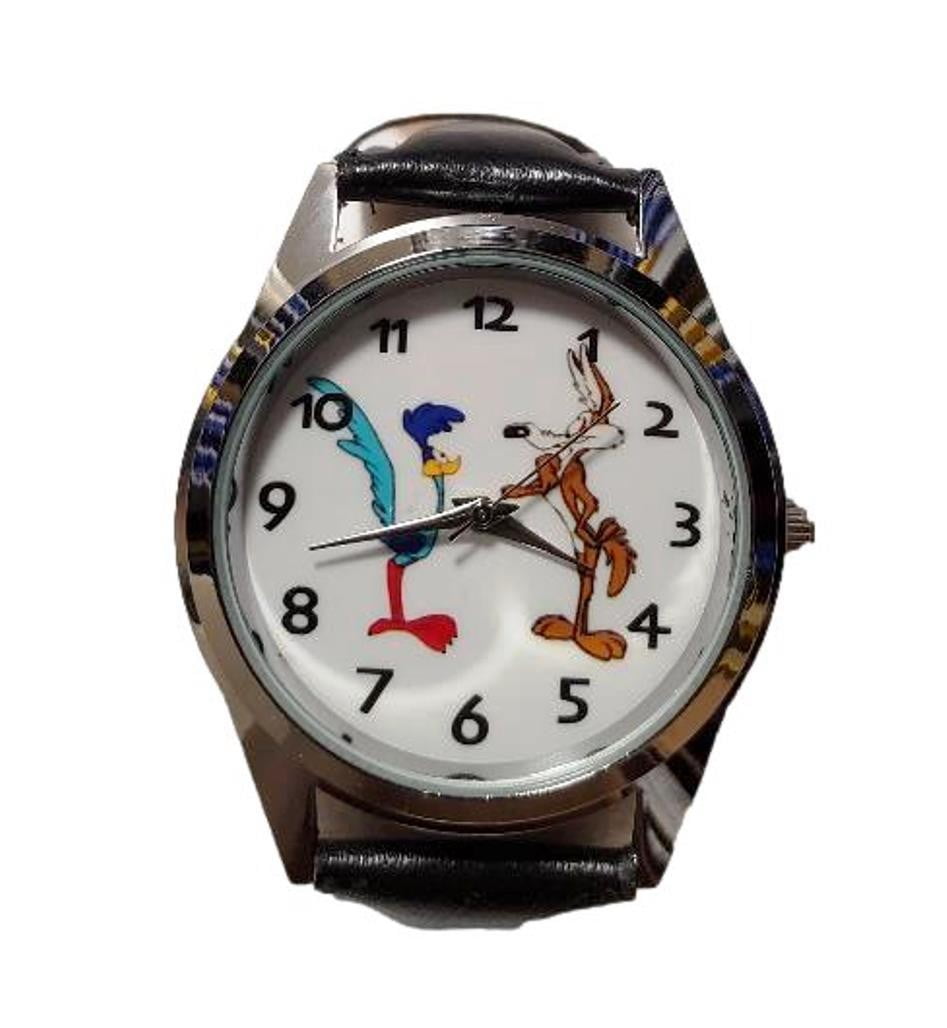 Road Runner And Wile E Coyote Cartoon Characters Black Leather Band ...