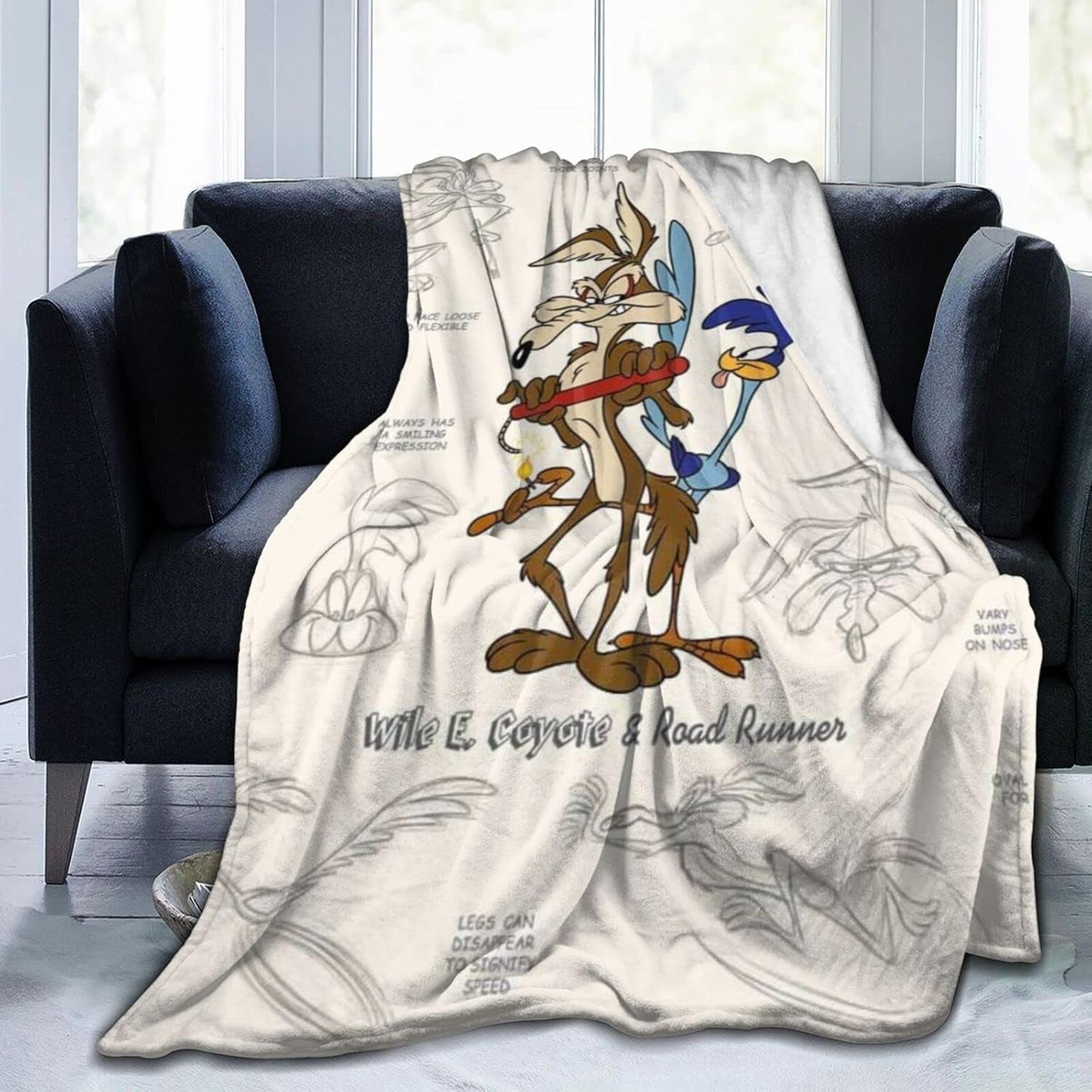 Road Runner Style-126 Ultra-Soft Micro Warm Fuzzy Fleece Blanket Throw ...