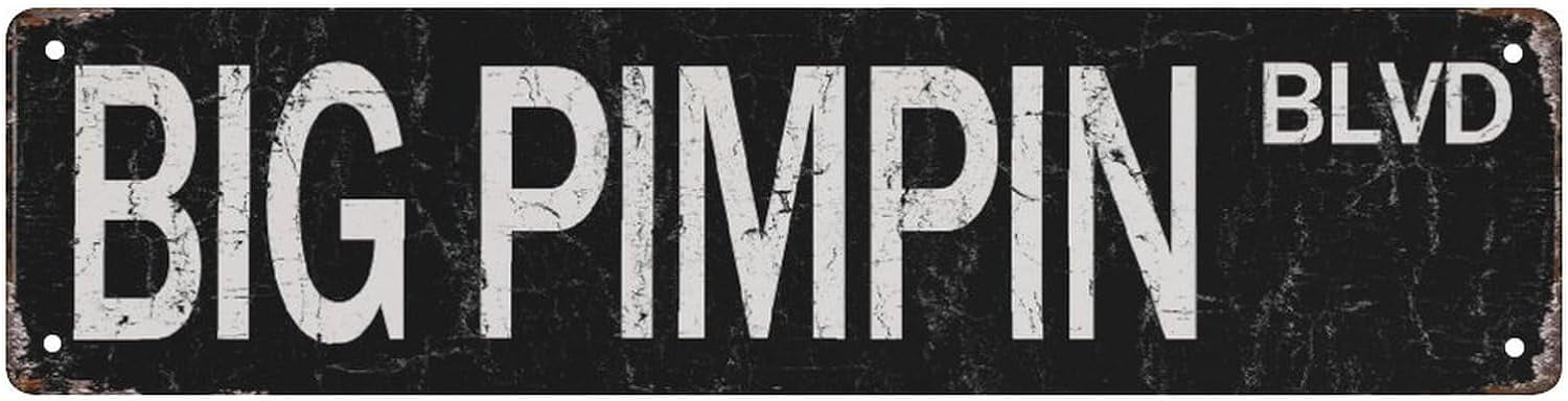 Road Sign Big Pimpin Blvd Metal Sign Vintage Rustic Lake Beach House ...