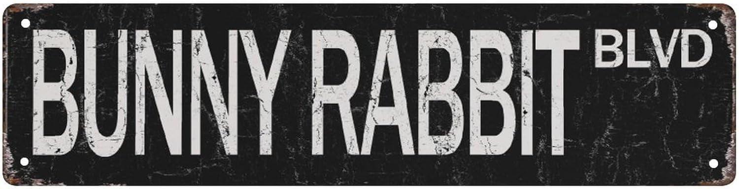 Road Sign Bunny Rabbit Blvd Metal Sign Vintage Rustic Lake Beach House ...