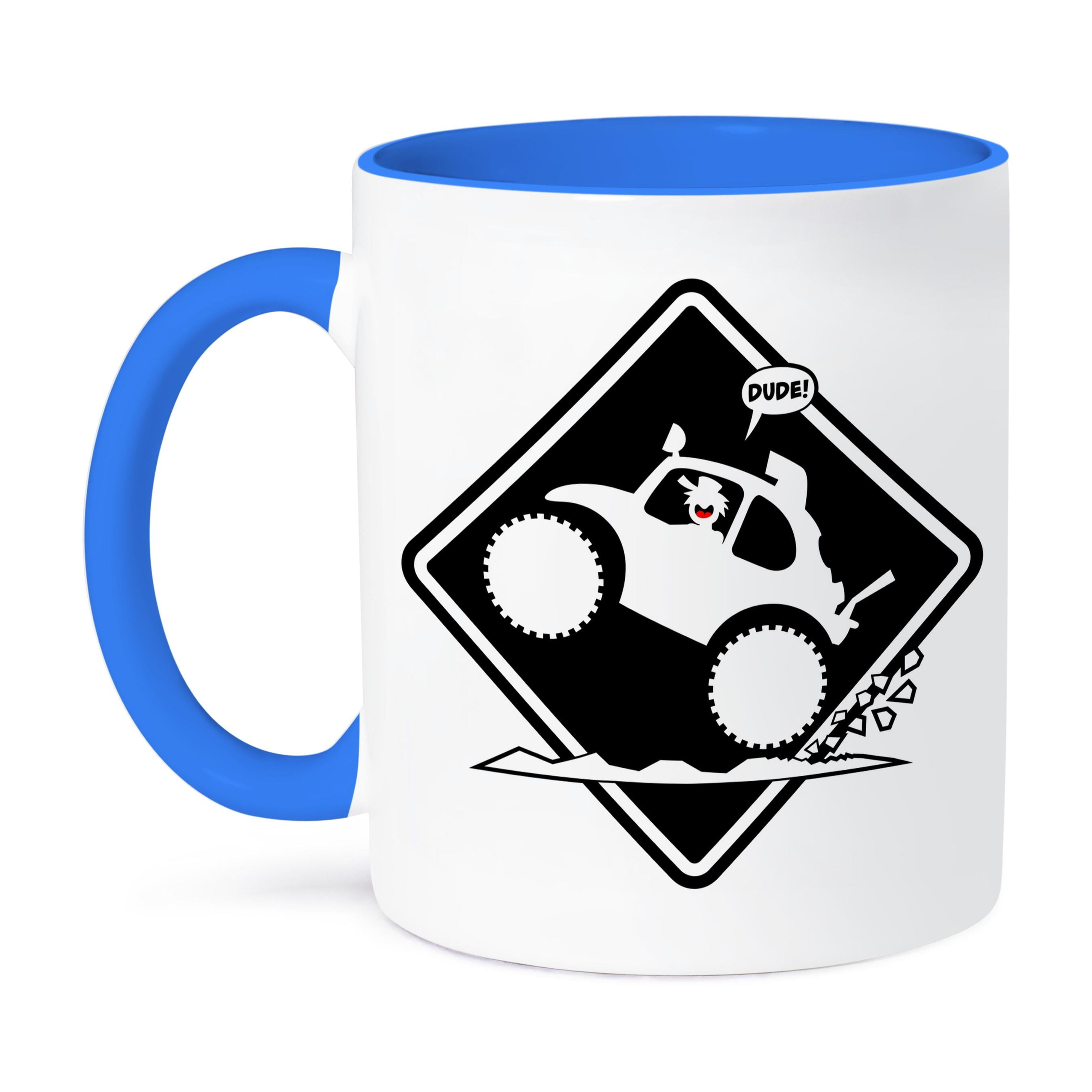3dRose, road sign of a wheelie popping stickman in a baja bug, on a ...