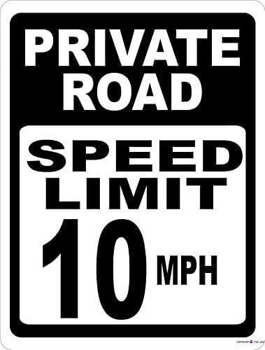 Road Sign Private Road Speed Limit 10 MPH Sign BIN1295 8 x 12 Inches ...