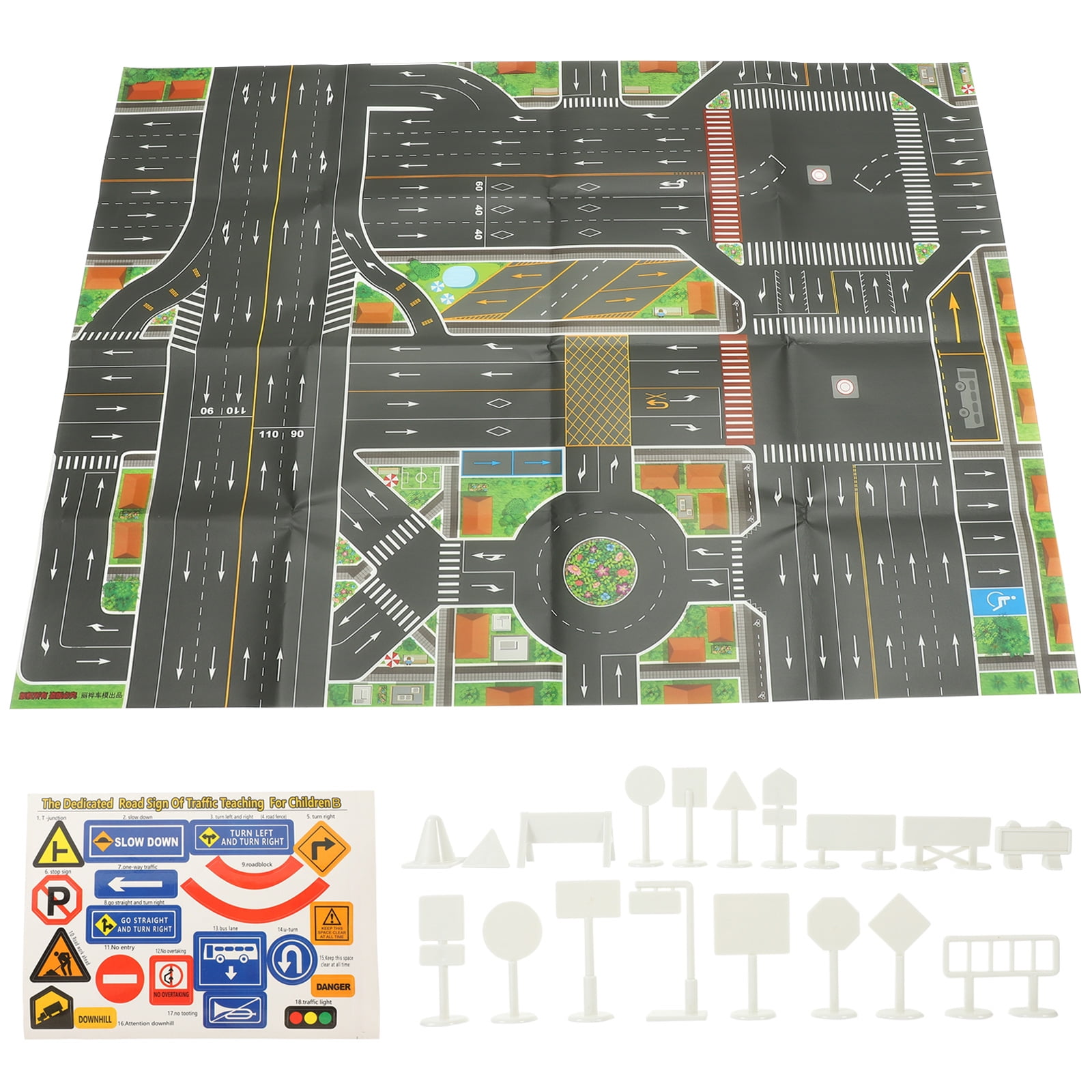 TABLZONE Childrens Toys Road Sign Playmat Waterproof Miniature Design ...
