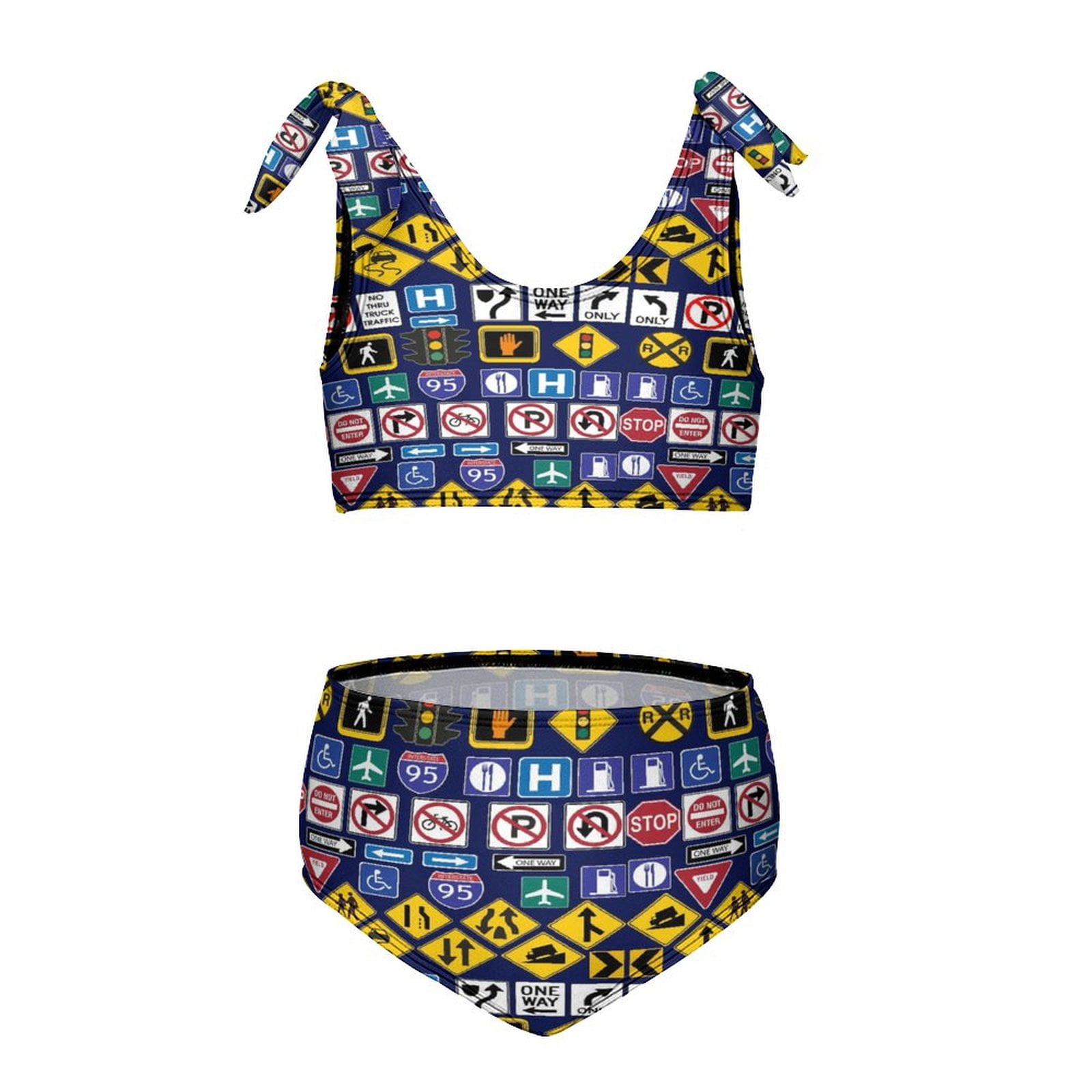 Road Signs, Regulations Signs Girl's 2 Piece Bikini Set Beach Sport ...