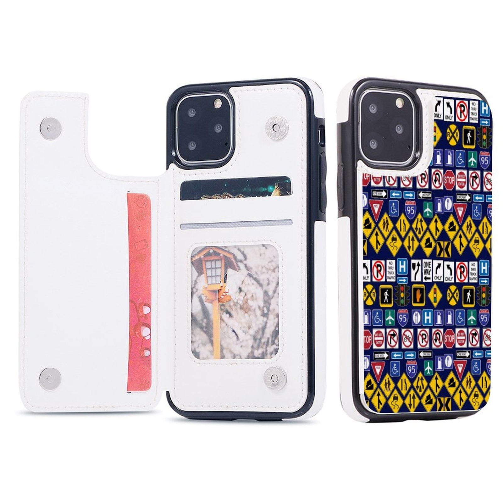 Road Signs, Regulations Signs Leather Wallet Case for iPhone 16 15 14 ...