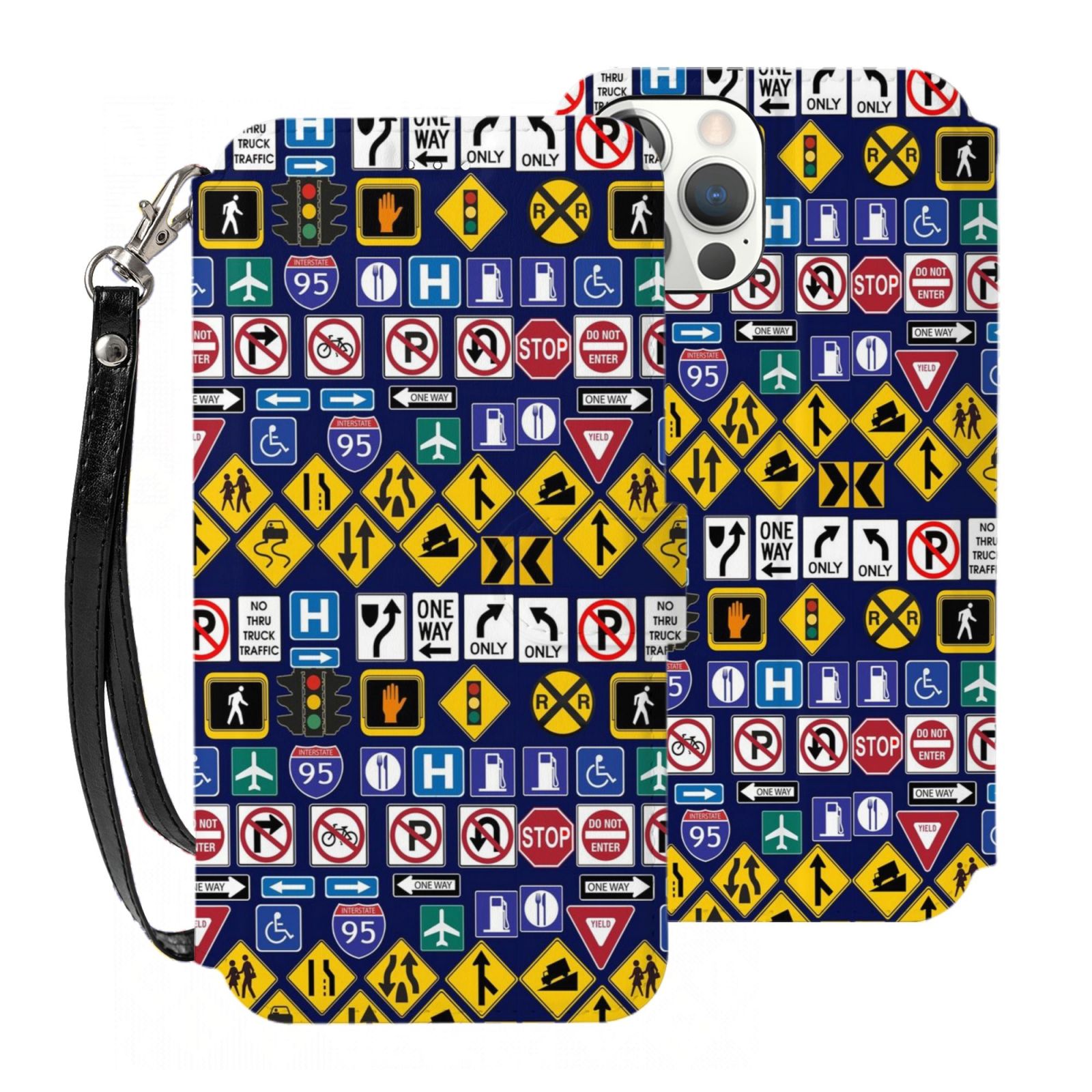 Road Signs, Regulations Signs Leather Wallet Phone Case Wallet Case for ...