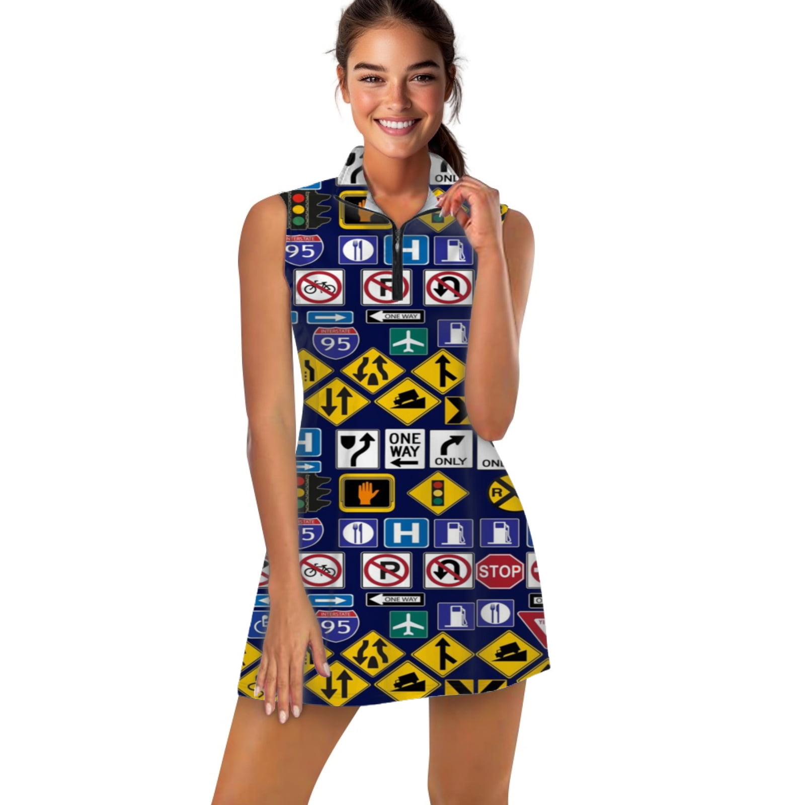 Road Signs,Regulations Signs Sports Dresses Women Tennis Dress with ...