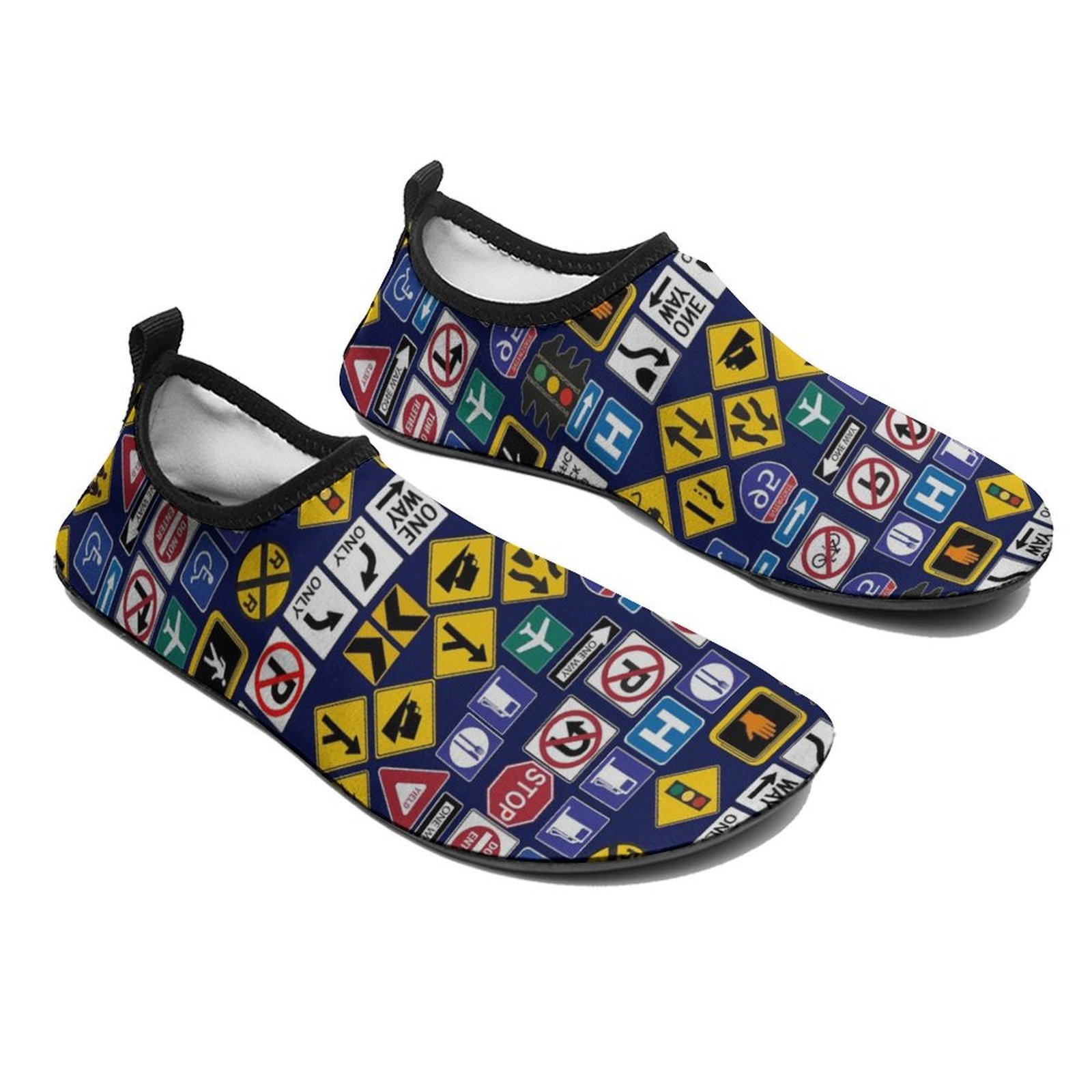 Road Signs, Regulations Signs Water Shoes Beach Slip-on Shoes for Men ...