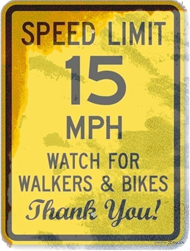 Road Speed Limit 15 Mph Watch for Walkers &, Engineer Grade Aluminum ...