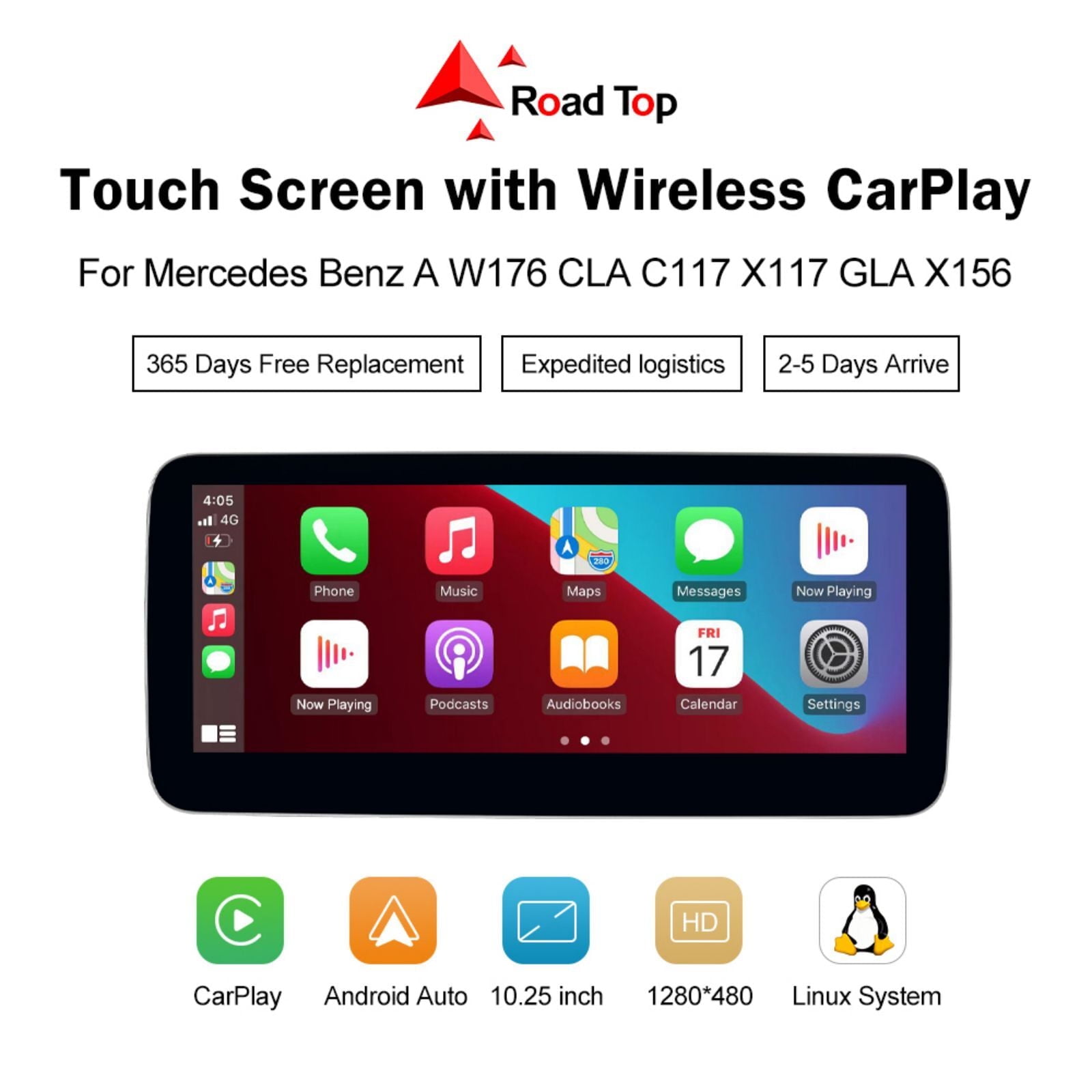 Road Top Car Stereo Screen for 2013-2015 Benz A CLA GLA Class W176 with ...