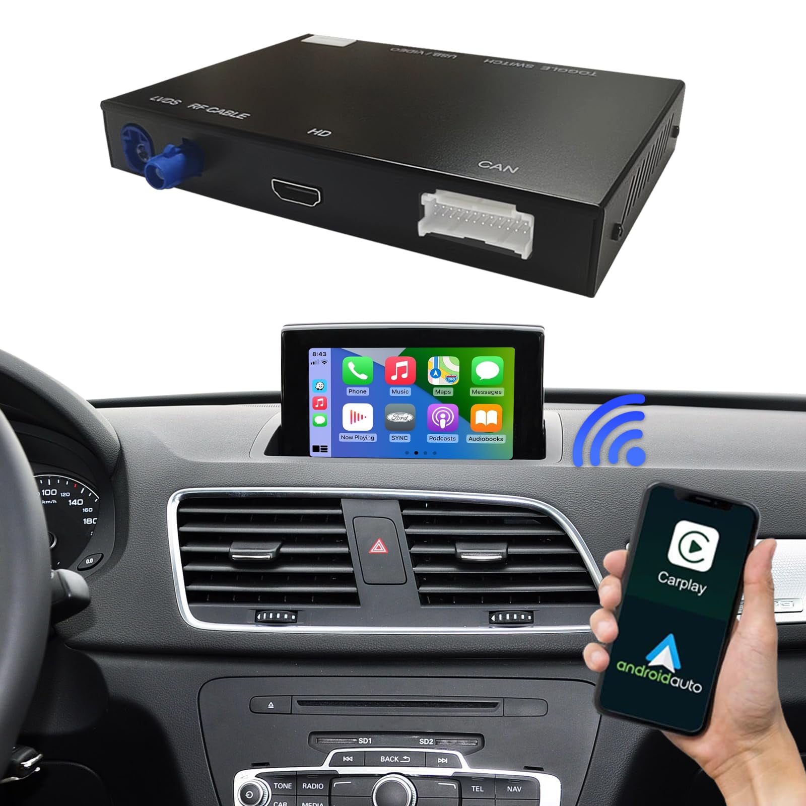 Road Top Wireless Carplay Android Auto Module for Audi Q3 2014-2018 ...