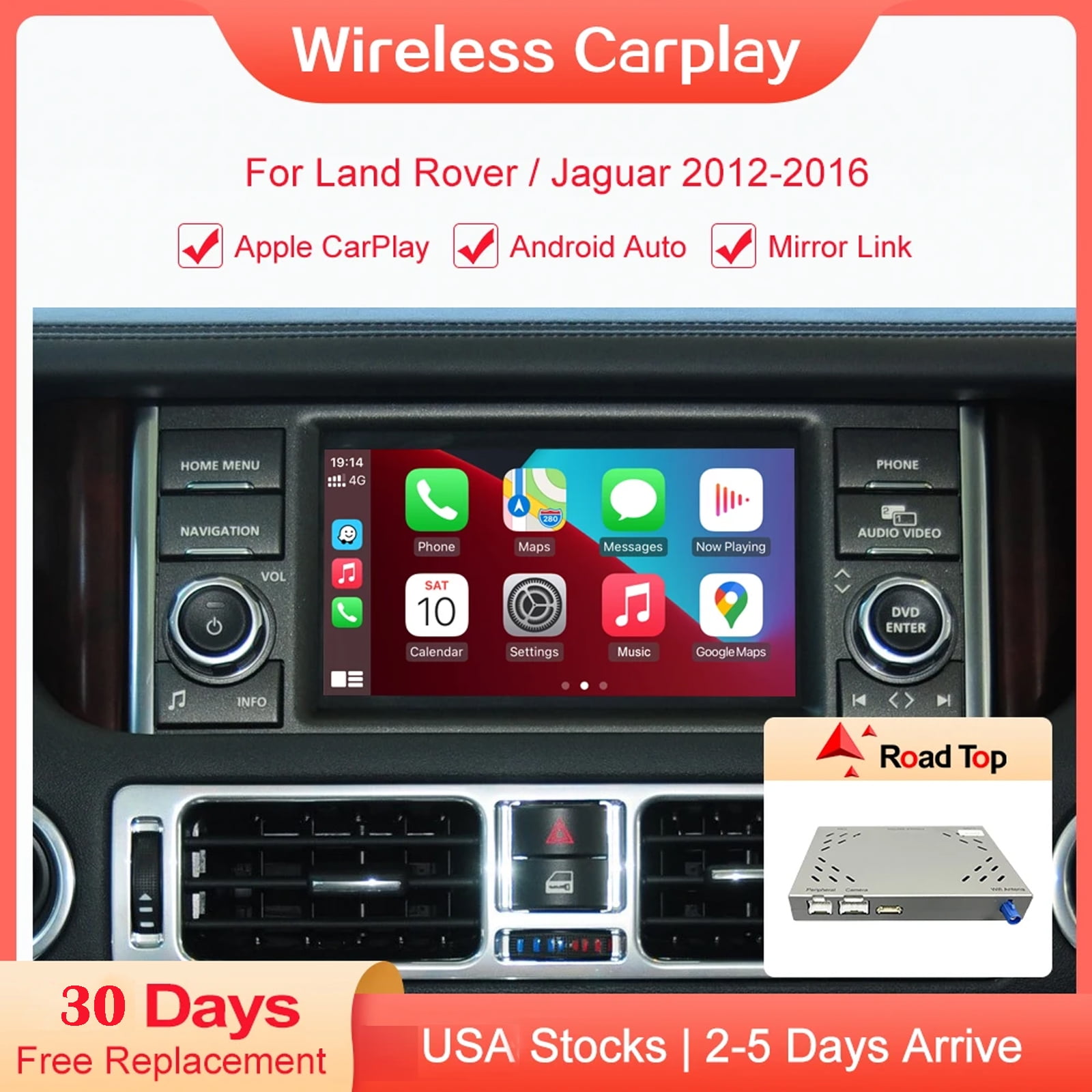 Road Top Wireless Carplay Retrofit Kit for 2012-2016 Land Rover/Jaguar ...
