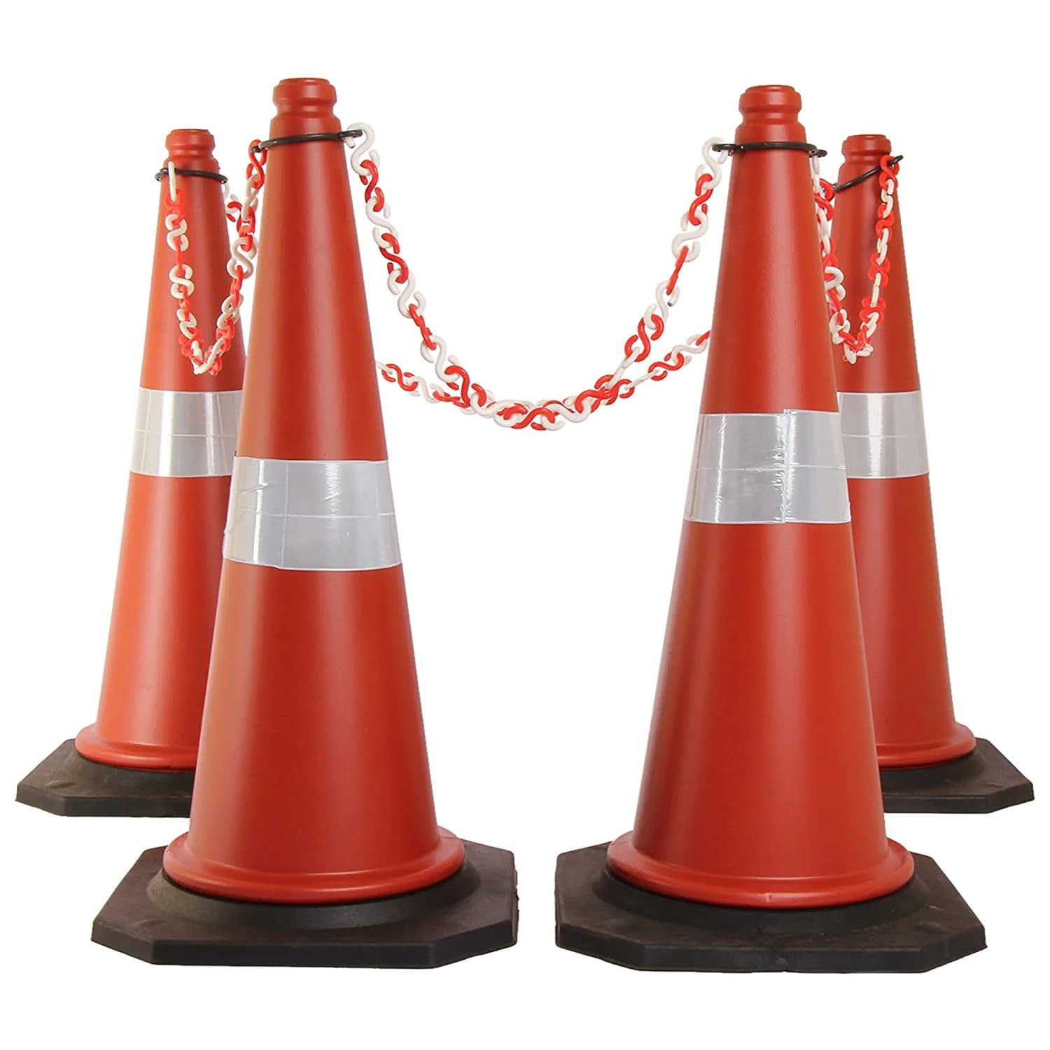 Road Traffic Cone with Weighted Rubber Base, Pack of 4 cones 750mm with ...