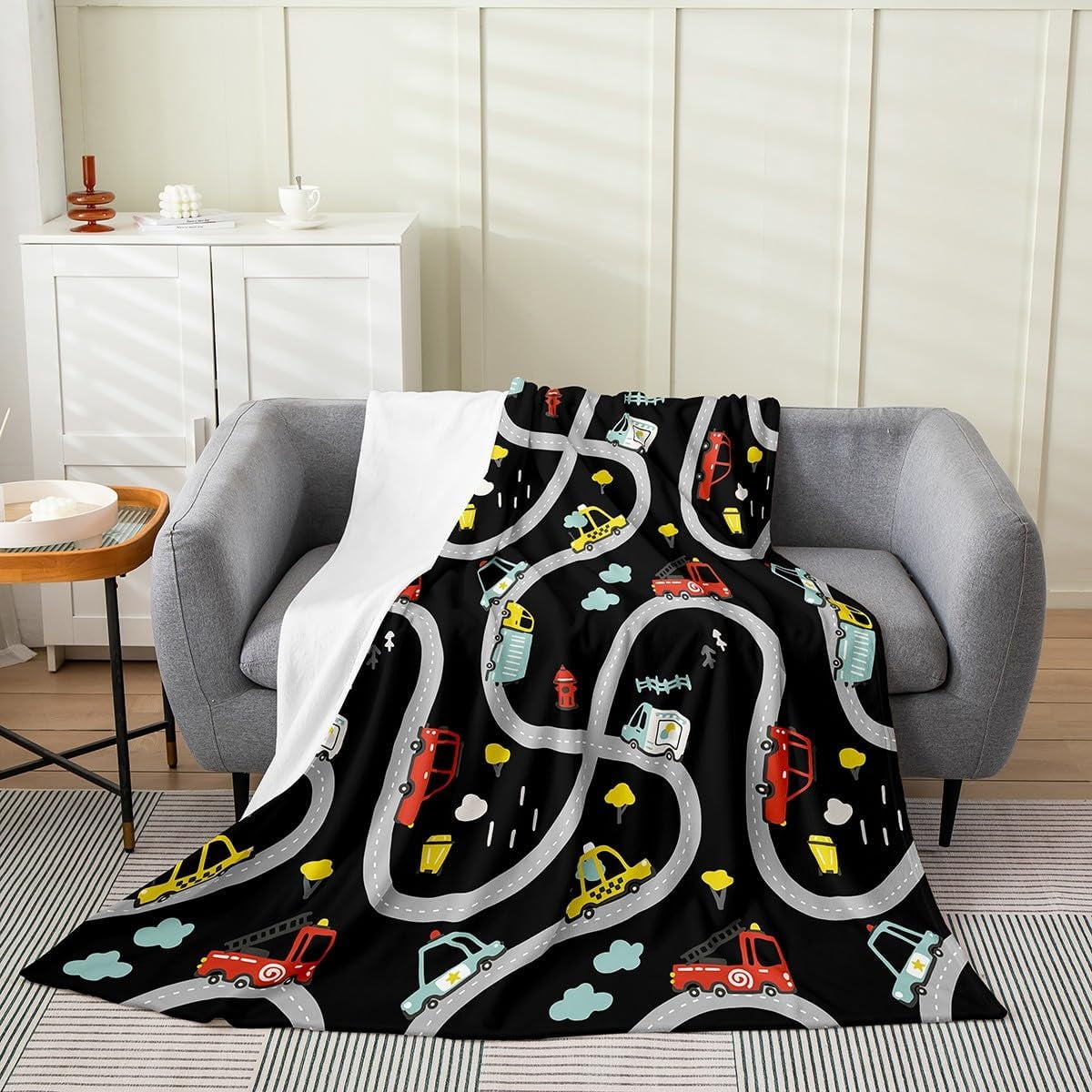 Road Traffic Themed All Season,Blanket Black Plush Throw Blanket Throw ...