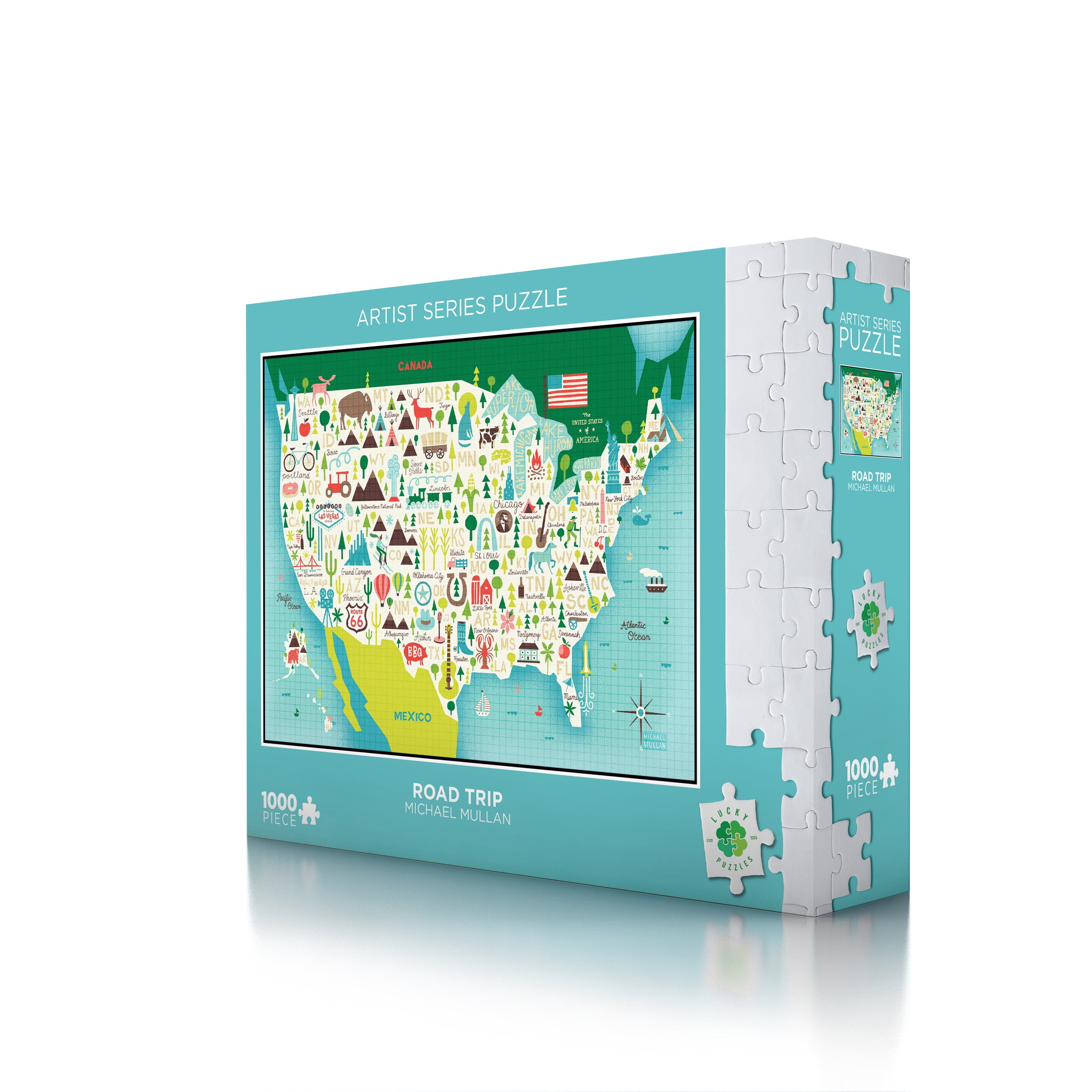Lucky Puzzles 'Road Trip' - 1000 Piece Jigsaw Puzzle | Explore America ...