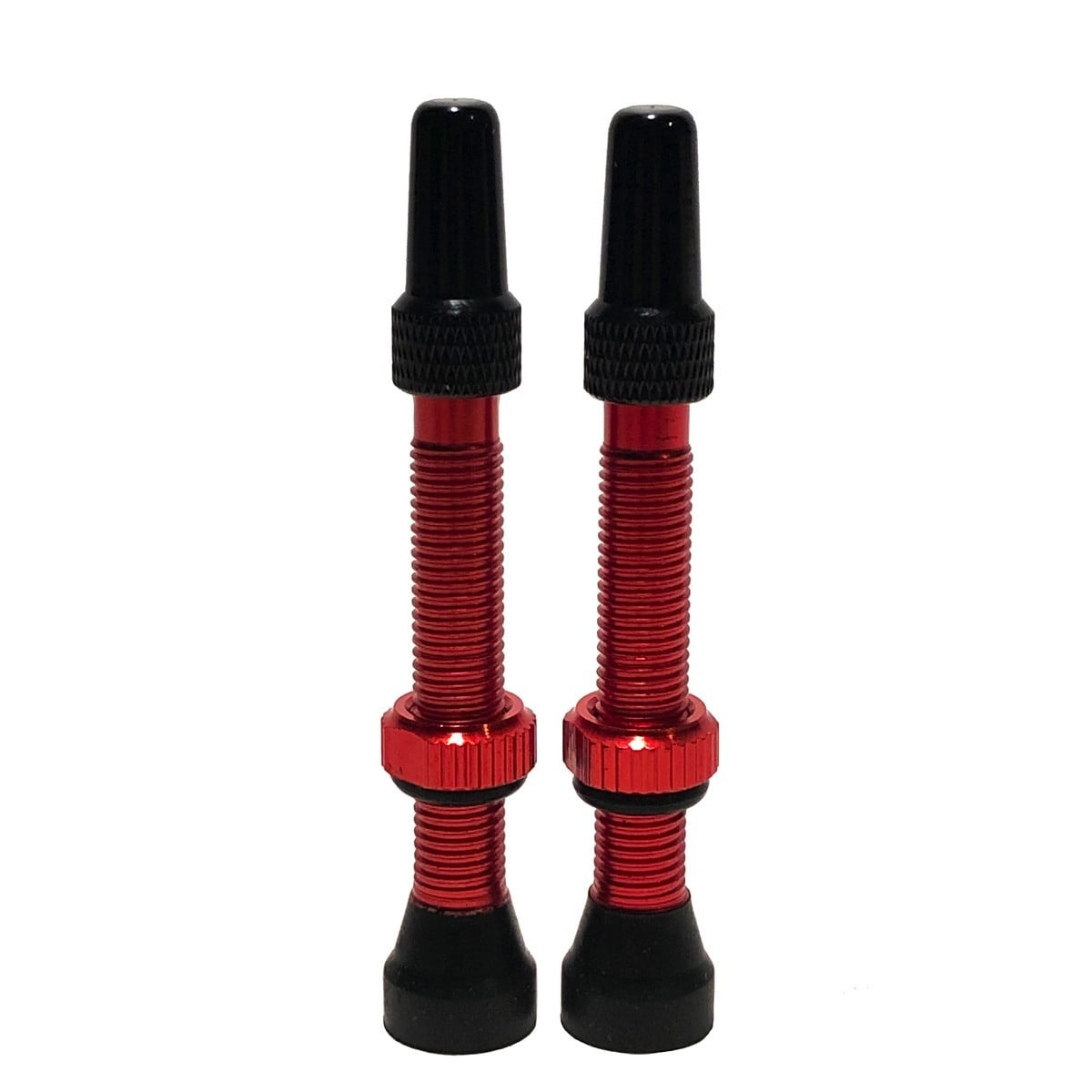 Road Up Pair (2) 44mm Tubeless Red Presta Valve Stems w/Removable Core ...