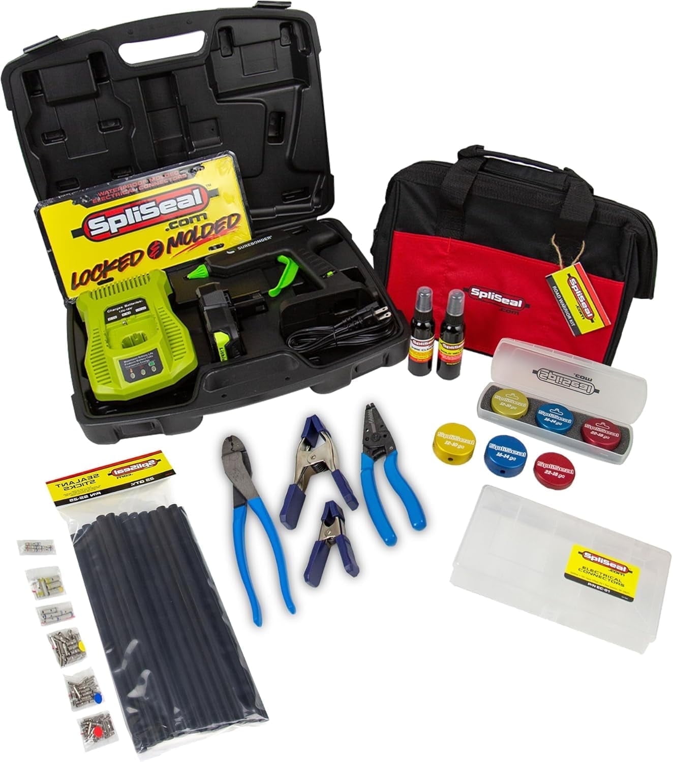 SpliSeal Road Warrior Kit - 6 Moulds, 120W Glue Gun, 50 Sealant Sticks ...