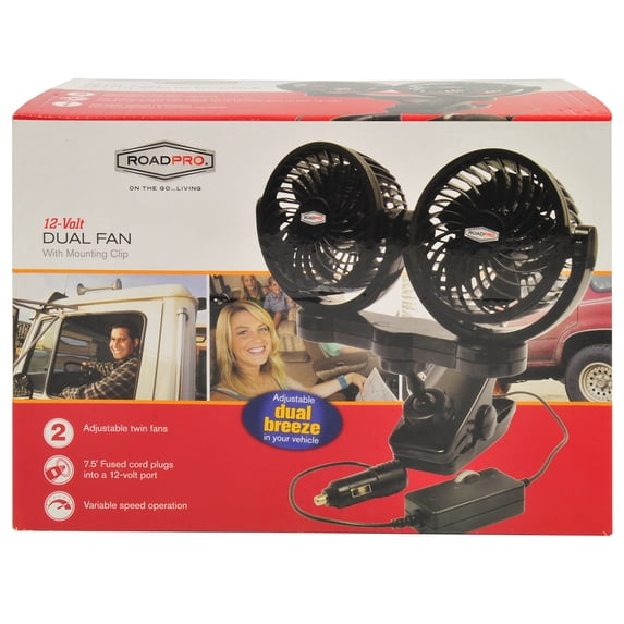 Roadpro, 12-Volt Dual Fan, Variable Speed, with Mounting Clip - Walmart.com