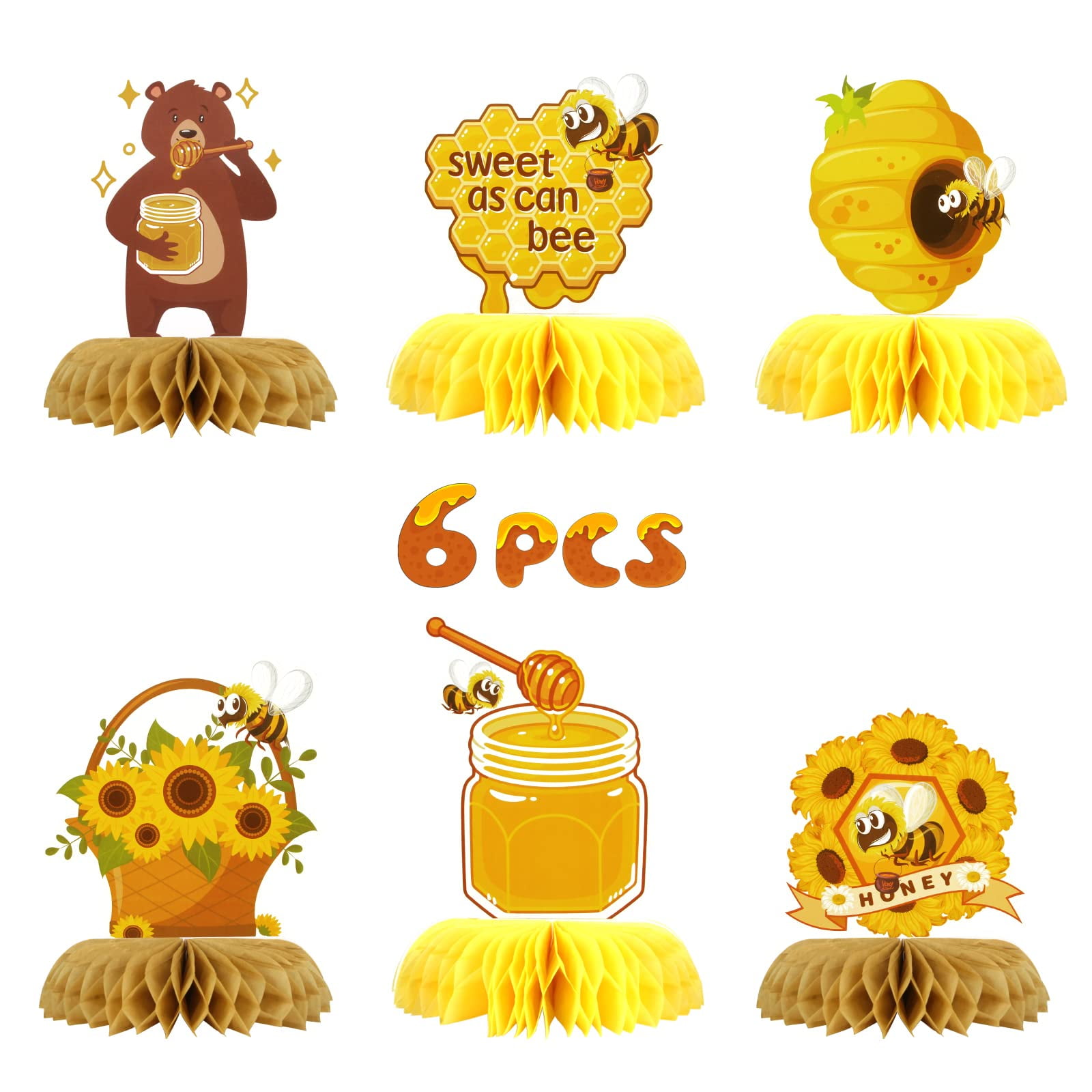 RoadSea Bumble Bee Table Honeycomb Centerpieces - Bee Theme Birthday ...