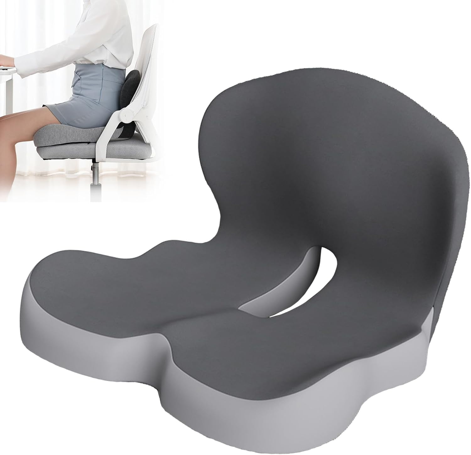 RoadSpine Tailbone & Lower Back Pain Relief Cushion, Ergonomic Memory ...