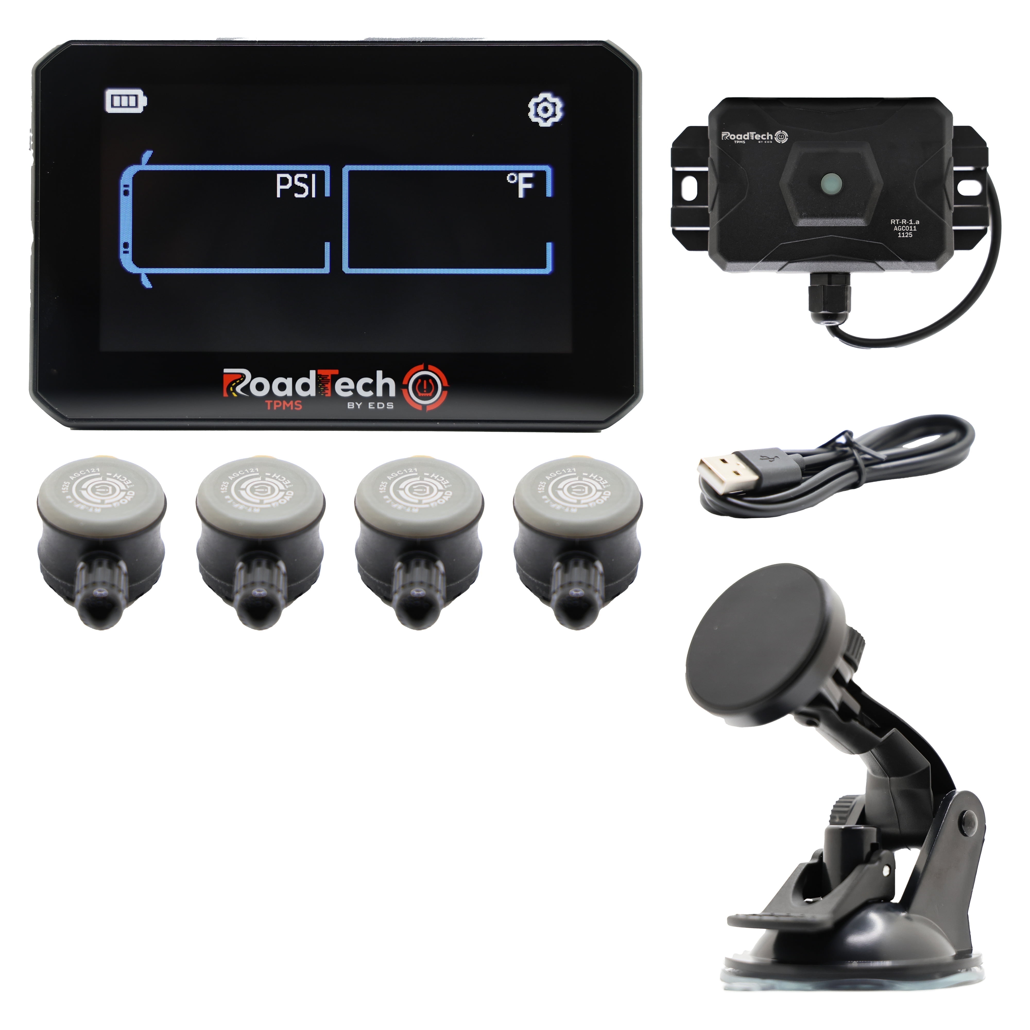 RoadTech TPMS Kit 4 Flow Through - Tire Pressure Monitoring System for ...