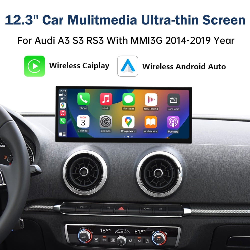 RoadTop 12.3 Inch Ultra-Thin Touch Screen Wireless CarPlay Android Auto ...