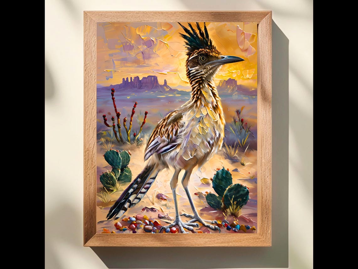 Roadrunner Wall Art, Desert Wildlife, Arizona Sunset Bird Print ...